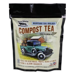 compost tea easy-to-brew kit, 2 tea brew pouches & 2 microbe food packs