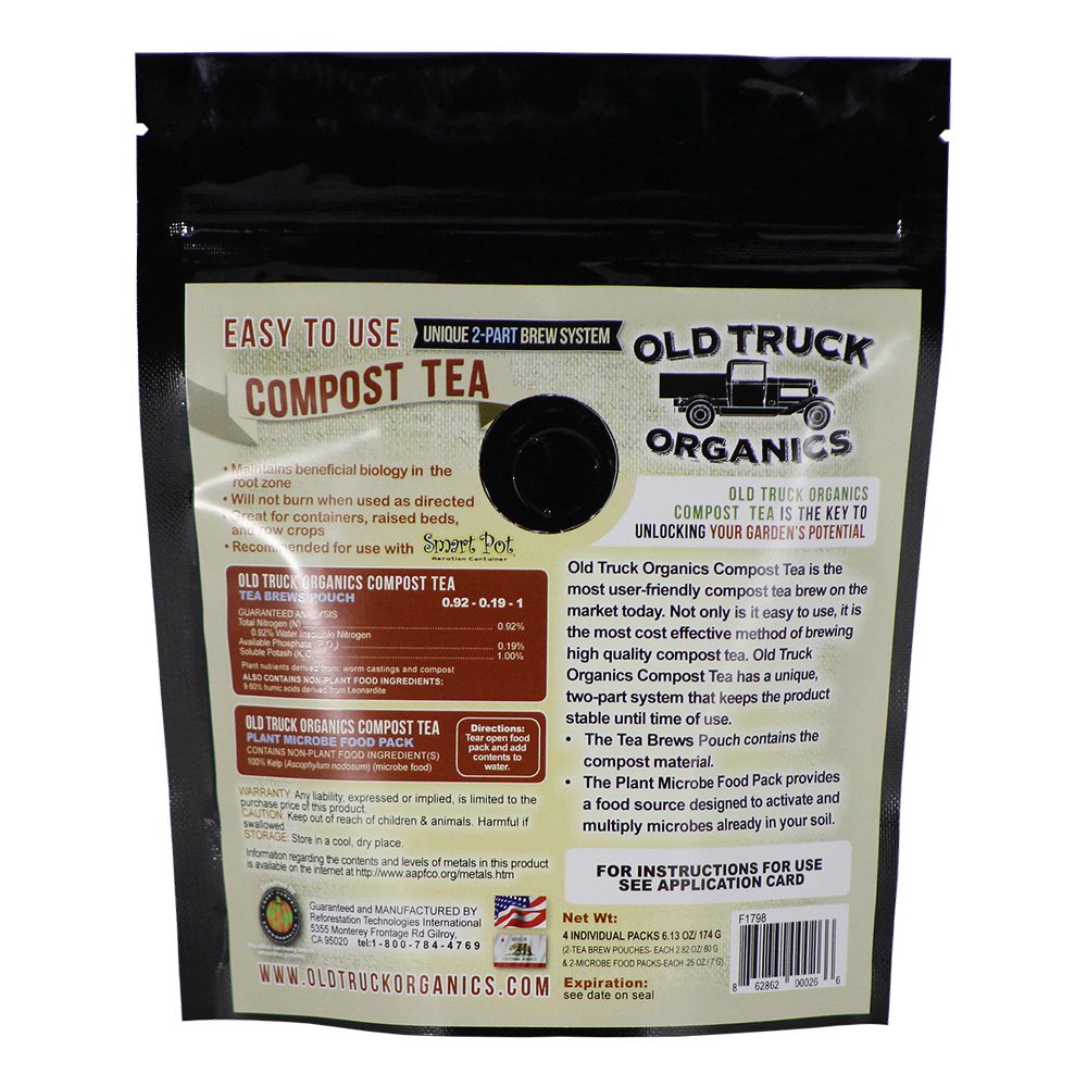 Compost Tea Easy-to-Brew Kit, 2 Tea Brew Pouches & 2 Microbe Food Packs