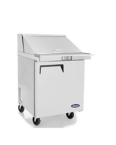 Atosa Sandwich Prep Table Refrigerator, MSF8305 1-Door Stainless Steel Salad Prep Table-Refigerator For Restaurant Kitchen 7.9 Cu.Ft. 27.5W34D46.6H inch 33?-38?