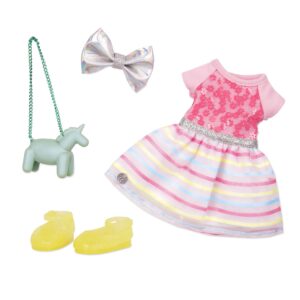 glitter girls by battat - shiny flowers in bloom outfit -14" doll clothes– toys, clothes & accessories for girls 3-year-old & up , pink, includes dress (1)