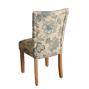 HomePop Parsons Classic Upholstered Accent Dining Chair, Set of 2, Blue Jacobean