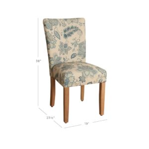 HomePop Parsons Classic Upholstered Accent Dining Chair, Set of 2, Blue Jacobean