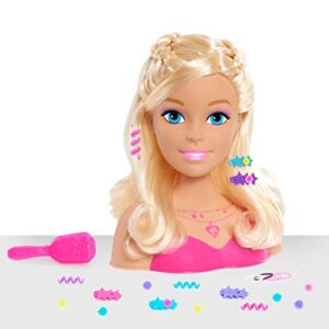 barbie fashionistas 8-inch styling head, blonde, 20 pieces include styling accessories, hair styling for kids, kids toys for ages 3 up by just play