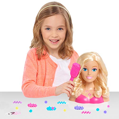 Barbie Fashionistas 8-Inch Styling Head, Blonde, 20 Pieces Include Styling Accessories, Hair Styling for Kids, Kids Toys for Ages 3 Up by Just Play