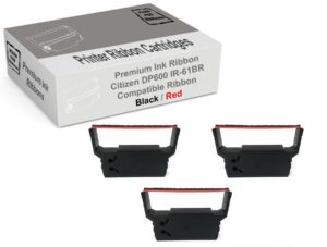 mars pos ribbons compatible with citizen dp600 ir61br ribbon (red black, 3 pack)