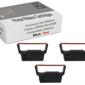 MARS POS Ribbons Compatible with Citizen DP600 IR61BR Ribbon (Red Black, 3 Pack)