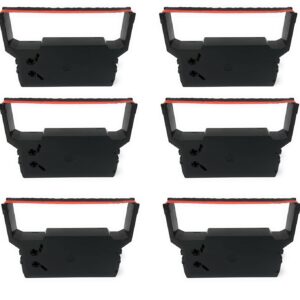 Mars POS Ribbons Compatible with Citizen DP600 Printer Ribbon CITIZEN IR61BR (Red Black, 6 Pack)