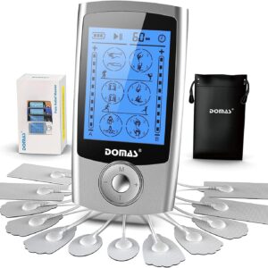 DOMAS TENS Unit Muscle Stimulator,Electric Shock Therapy for Muscles Dual Channel Electronic Pulse Massager with 24 Modes Physical Therapy Equipment for Pain Relief