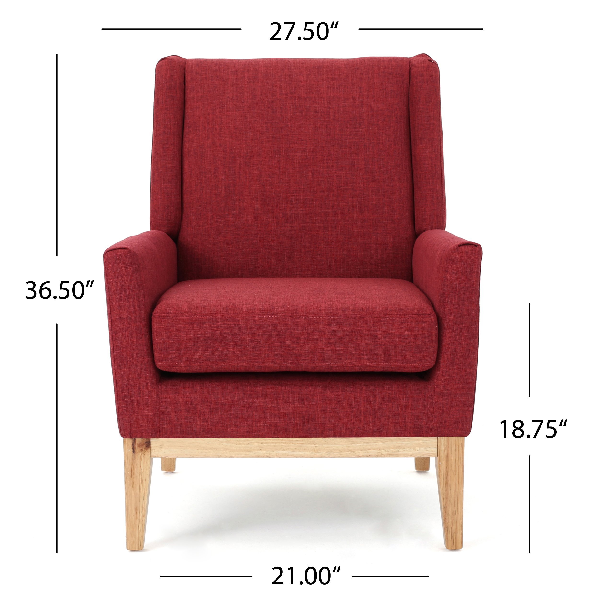 Christopher Knight Home Aurla Fabric Accent Chair, Red 27.5D x 28.5W x 36.5H in