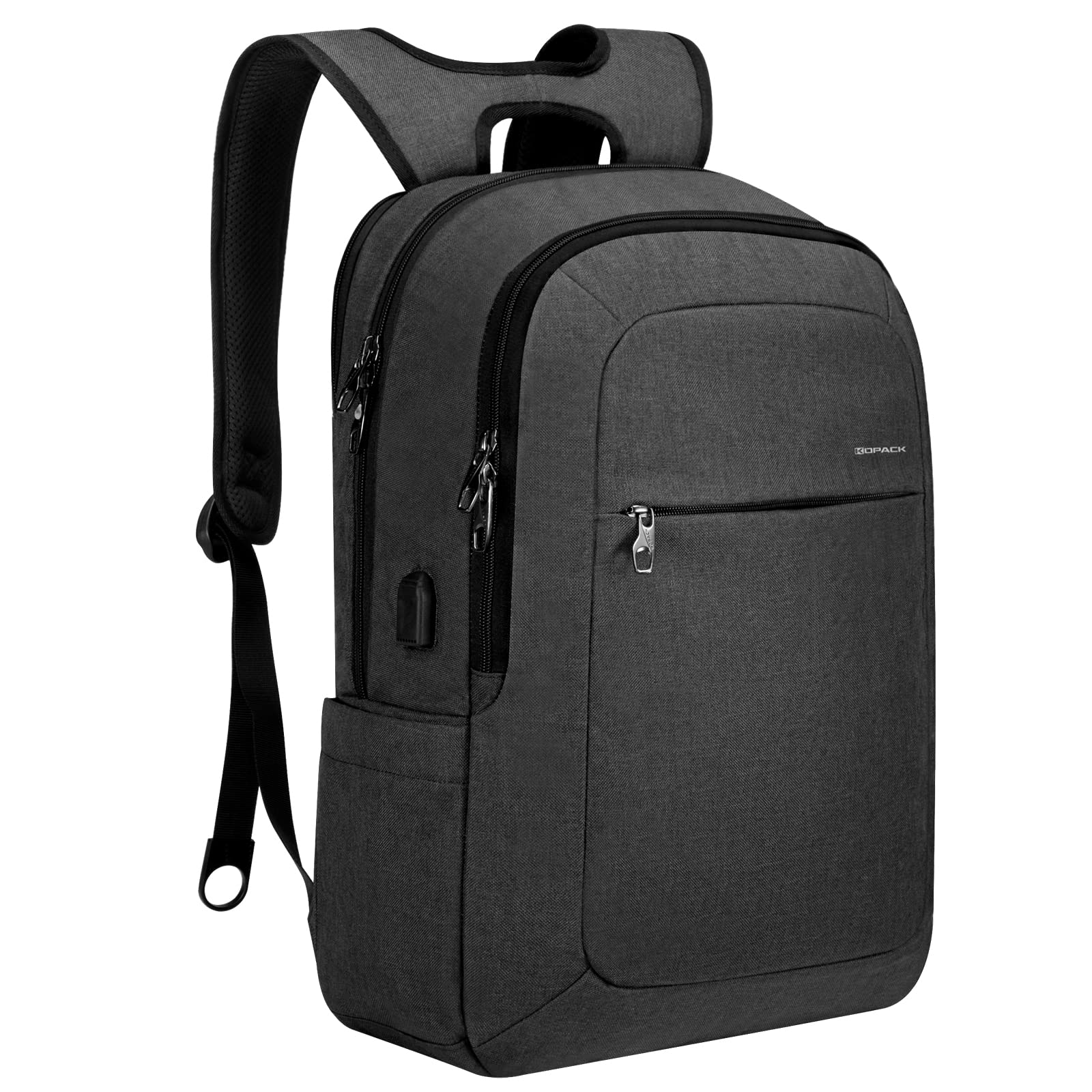 kopack Laptop Backpack, 17 Inch Slim Laptop Backpack With USB Charging Port, Anti Theft Laptop Backpack for Men/Women, Durable Commute College Business Dayback, Grey Black