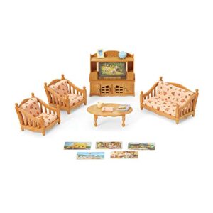 calico critters comfy living room set - toy dollhouse furniture & accessories set for ages 3+