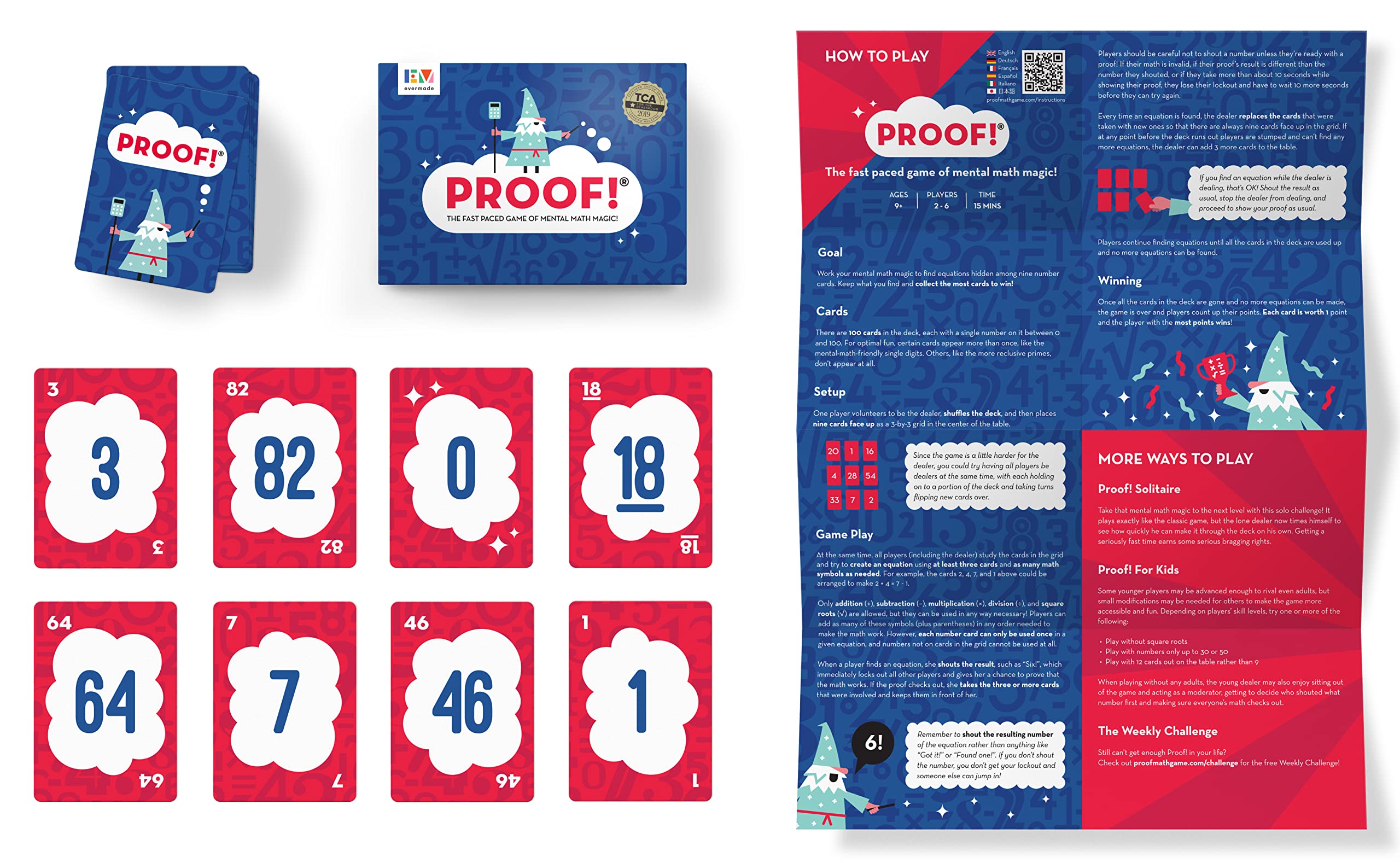 Proof! Math Game - The Fast Paced Game of Mental Math Magic - Teachers’ Choice Award Winning Educational Game, Ages 9+