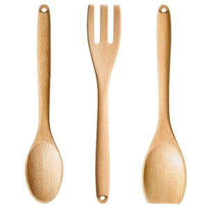 ikea rÖrt kitchen tool set of 3. round spoon, square spoon and fork. beach wood