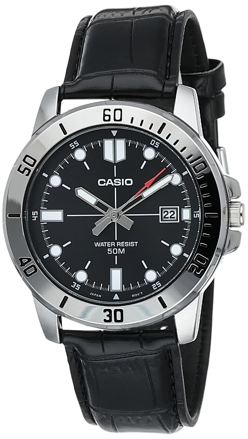 Casio MTP-VD01L-1EV Men's Enticer Stainless Steel Black Dial Casual Analog Sporty Watch