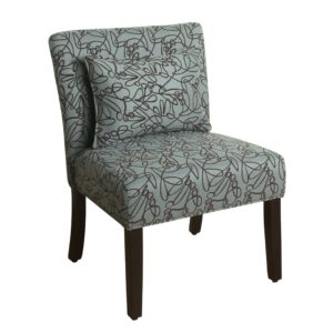 homepop parker accent chair with pillow, teal swirl small