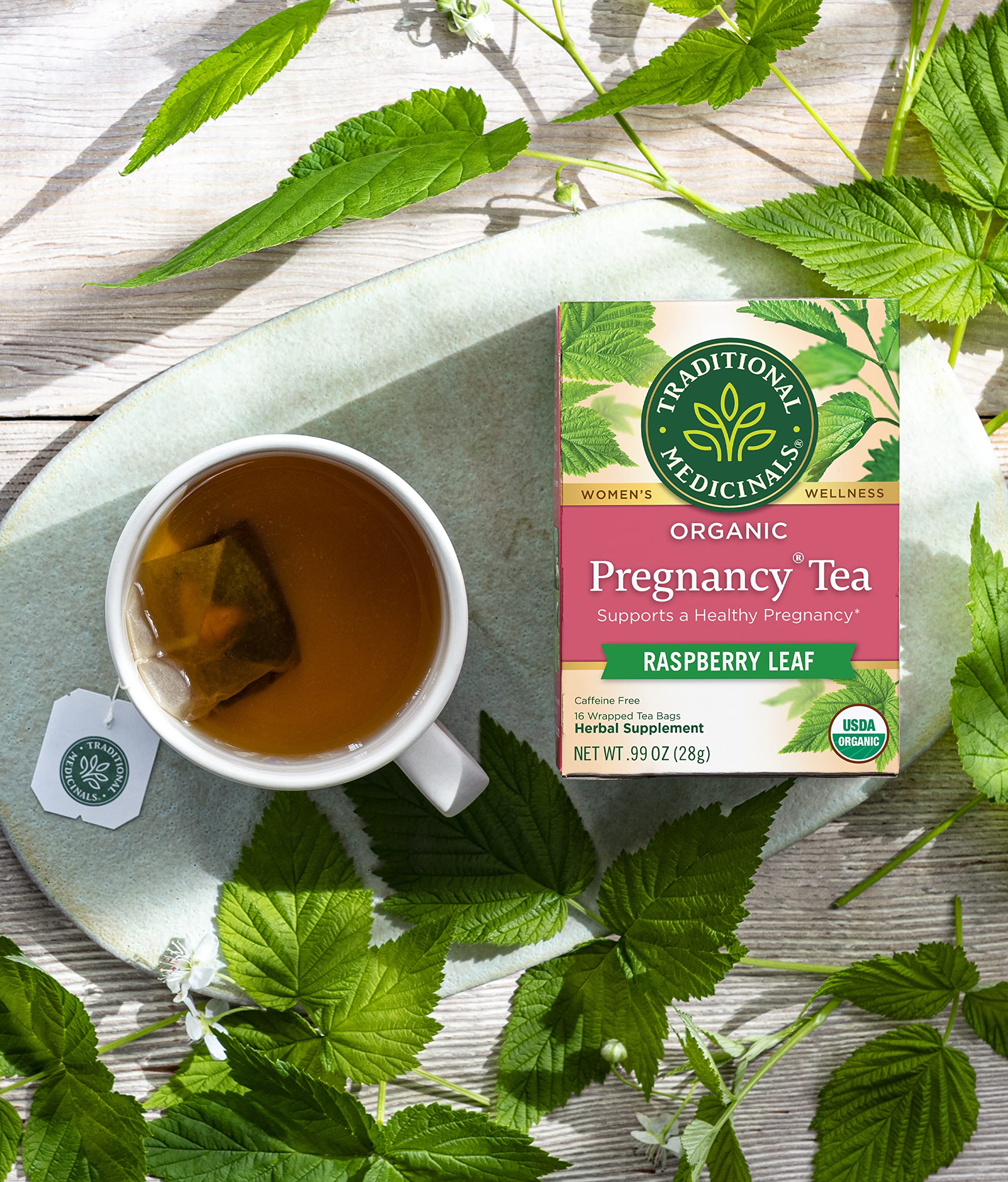 Traditional Medicinals Organic Pregnancy Tea Raspberry Leaf Herbal Tea, Supports Healthy Pregnancy, (Pack of 3) - 48 Tea Bags Total