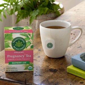 Traditional Medicinals Organic Pregnancy Tea Raspberry Leaf Herbal Tea, Supports Healthy Pregnancy, (Pack of 3) - 48 Tea Bags Total