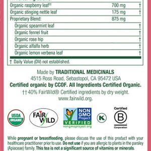 Traditional Medicinals Organic Pregnancy Tea Raspberry Leaf Herbal Tea, Supports Healthy Pregnancy, (Pack of 3) - 48 Tea Bags Total