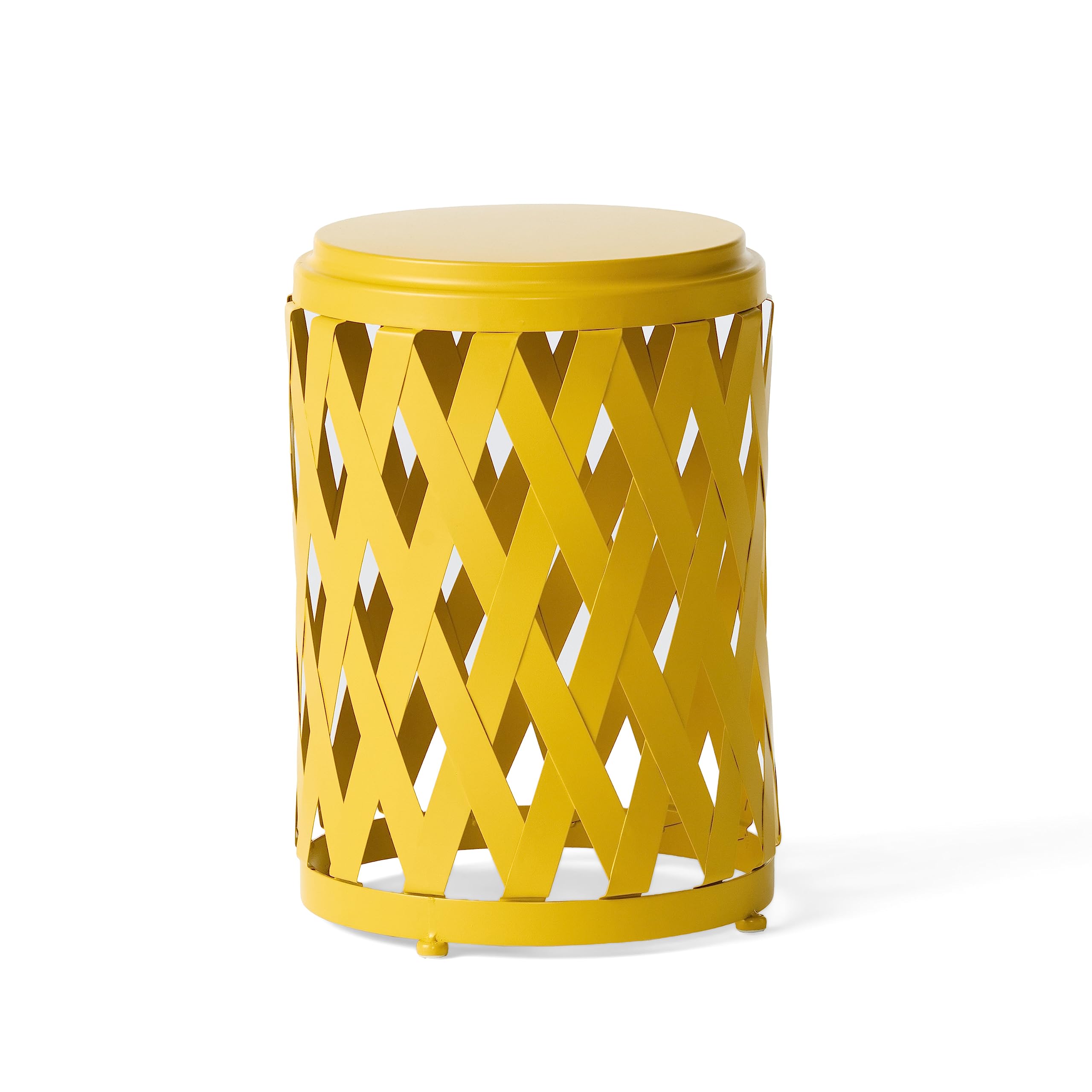 Christopher Knight Home Selen Outdoor 12" Diameter Iron Side Table, Matte Yellow