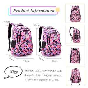 Bansusu Geometric-Print Purple-Backpack for Girls Middle-School Elementary Bookbags