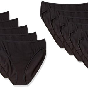 Amazon Essentials Women's Cotton High Leg Brief Underwear (Available in Plus Size), Pack of 10, Black, Large