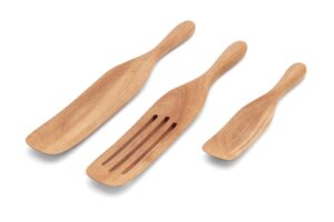 fox run 3-piece acacia spurtle set (stirring spatula/spoon), 2 x 6 x 14.5 inches, brown