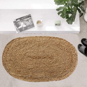 chardin home farmhouse jute braid oval rug | perfect as doormat| great for porch, kitchen, meditation mat, study, dorms | 18x30 inch small artisanal handcrafted mat