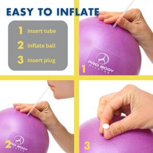 ProBody Pilates Ball Small Exercise Ball, 9 Inch Barre Ball, Mini Soft Yoga Ball, Workout Ball for Stability, Barre, Ab, Core, Physio and Physical Therapy Ball at Home Gym & Office (Aqua)