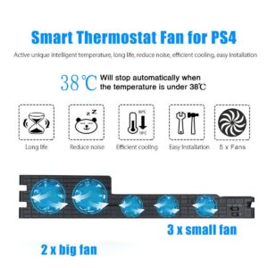 ElecGear Auto Cooling Fan for PS4 Pro, External USB Cooler Automatic Temperature Sensor Controlled Radiator Heat Exhaust works with PlayStation 4 Pro CUH-7xxx Black