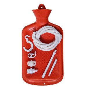 enema bag clean anal silicone douche for men women bpa free (2 quart) hot water bottle - coffee, shower, douche & home adult enema kit (red)