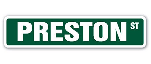 Cortan360 Preston Street Sign Childrens Name Room Sign| Indoor/Outdoor | 8" Wide Sticker Decal