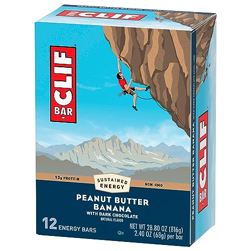 CLIF BAR - Peanut Butter Banana with Dark Chocolate Flavor - Made with Organic Oats - Non-GMO - Plant Based - Energy Bars - 2.4 oz. (12 Pack)