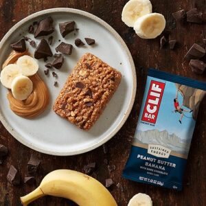 CLIF BAR - Peanut Butter Banana with Dark Chocolate Flavor - Made with Organic Oats - Non-GMO - Plant Based - Energy Bars - 2.4 oz. (12 Pack)