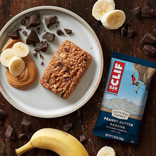 CLIF BAR - Peanut Butter Banana with Dark Chocolate Flavor - Made with Organic Oats - Non-GMO - Plant Based - Energy Bars - 2.4 oz. (12 Pack)