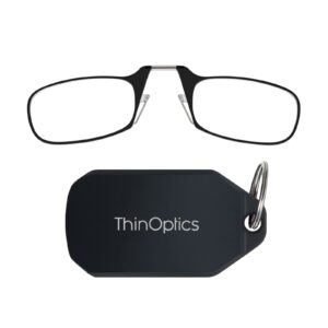 ThinOptics Keychain Case and Readers Rectangular Reading Glasses, Black, 44 mm + 2.5 dioptre