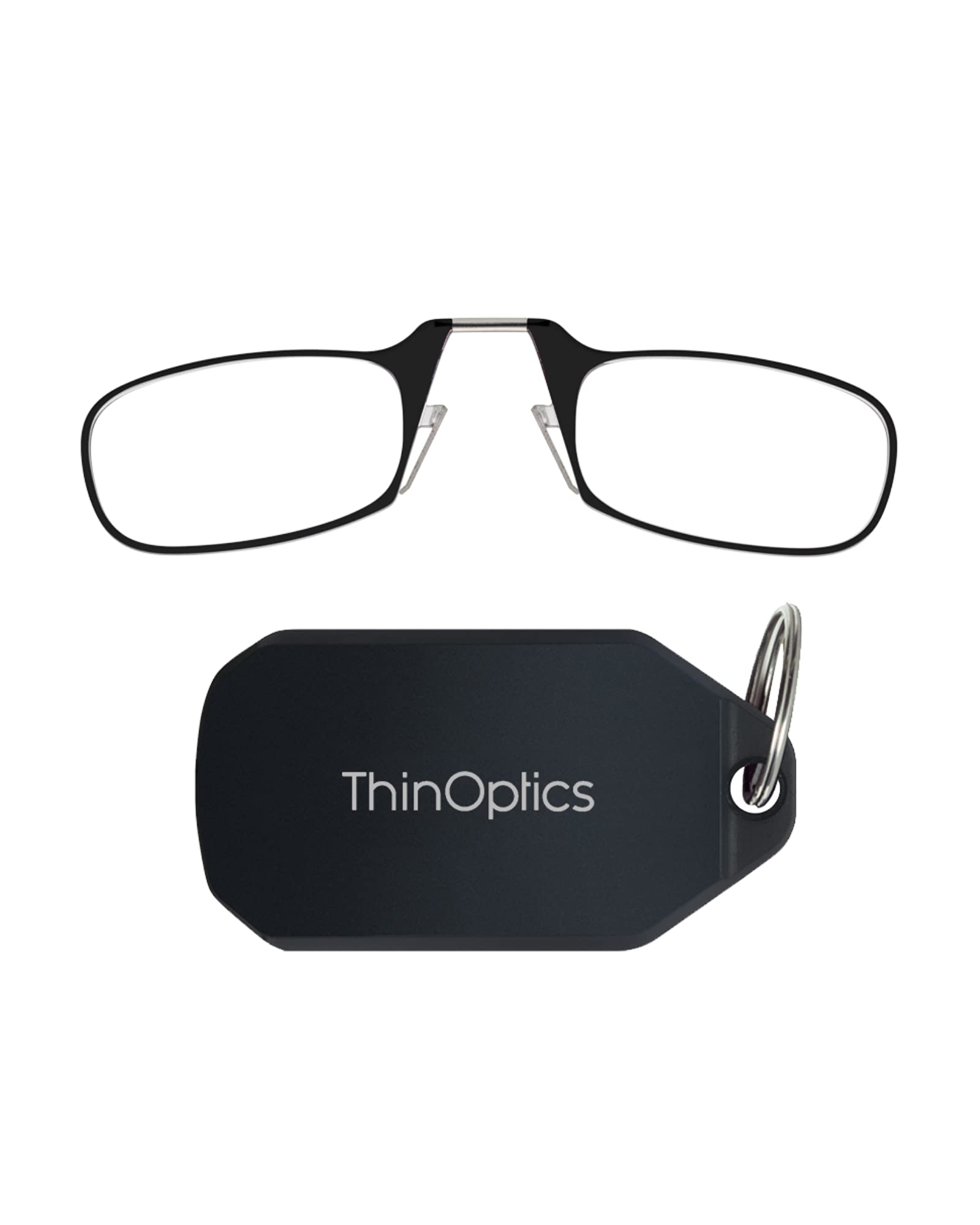 ThinOptics Keychain Case and Readers Rectangular Reading Glasses, Black, 44 mm + 2.5 dioptre