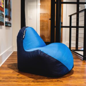 Big Joe Warp Bean Bag Chair, Blue/Navy Spandex and Smartmax, Durable Polyester Nylon Blend, 2.5 feet