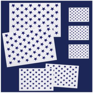 whaline 7 pieces american flag 50 stars stencil template for painting on wood, fabric, paper, airbrush, walls art, 2 large, 2 medium and 3 small for flag day, independence day