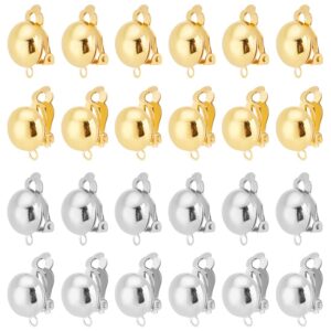 ph pandahall 40 pcs brass clip-on earring converter component with easy open loop 2 colors for non-pierced ears