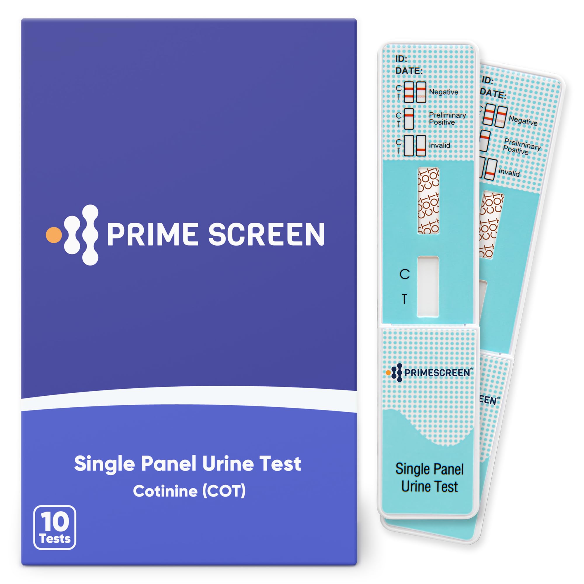 Prime Screen [10 Pack] Nicotine Tobacco Cotinine Urine Test Kit - Urine Dip Card Testing Cotinine from Smoking - WCOT-114