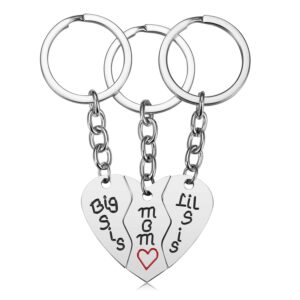 iwensheng mom birthday gift from daughter - 3pcs mom big sister little sister mother daughter keychain mother’s day gift christmas gifts for mom