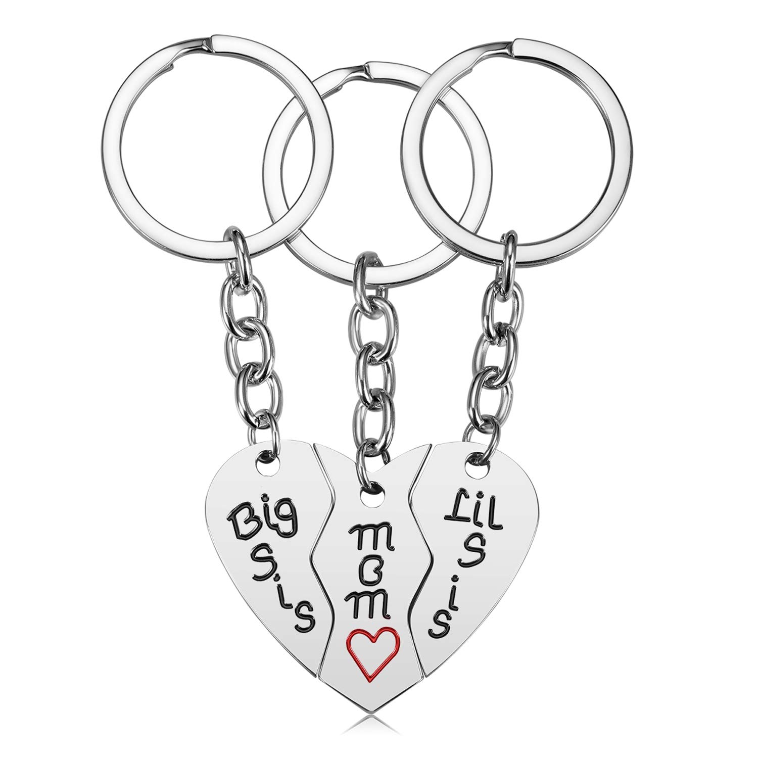 iWenSheng Mom Birthday Gift from Daughter - 3PCS Mom Big Sister Little Sister Mother Daughter Keychain Mother’s Day Gift Christmas Gifts for Mom