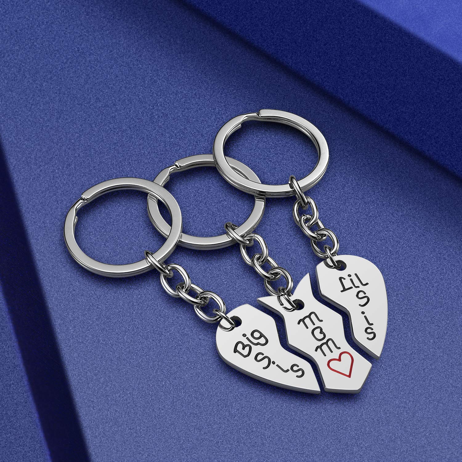 iWenSheng Mom Birthday Gift from Daughter - 3PCS Mom Big Sister Little Sister Mother Daughter Keychain Mother’s Day Gift Christmas Gifts for Mom