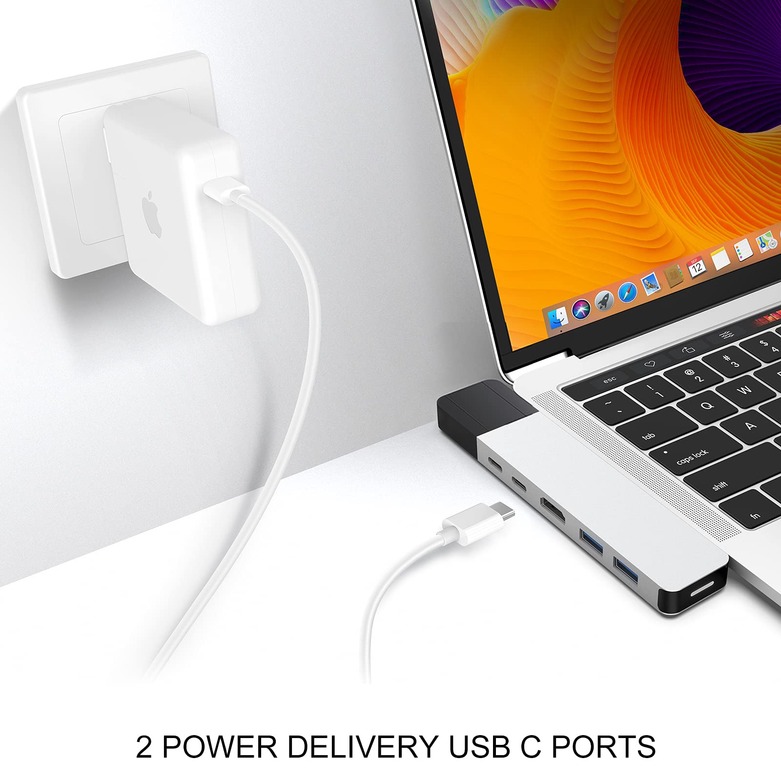 HyperDrive USB C Hub, NET 6-in-2 for MacBook Pro Air, Multi-Port USB-C Dongle w/Gigabit Ethernet, 40Gbps/100W PD, 5Gbps/60W PD, 4K30Hz HDMI