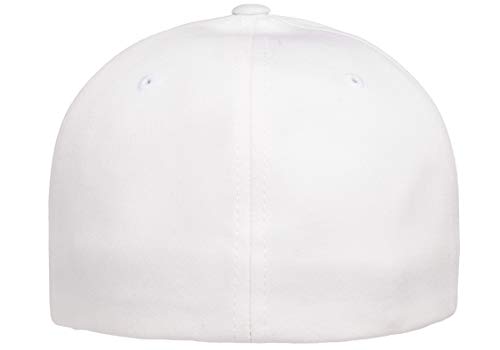 Flexfit Mens Cotton Twill Fitted Baseball Cap, White, Large-X-Large US