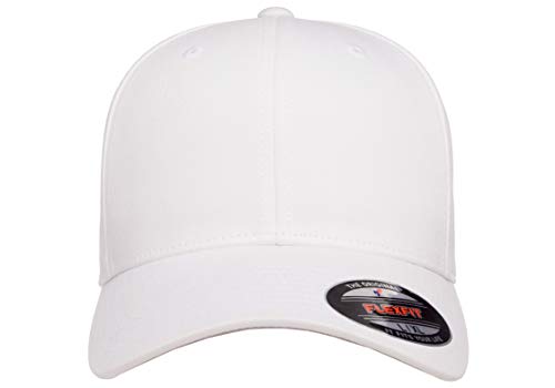 Flexfit Mens Cotton Twill Fitted Baseball Cap, White, Large-X-Large US