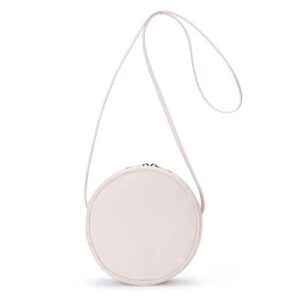 yonben circle crossbody bag for women - cotton canvas circle purse with zipper, adjustable knot shoulder straps