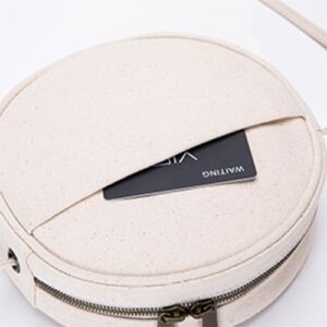 YONBEN Circle Crossbody Bag for Women - Cotton Canvas Circle Purse with Zipper, Adjustable Knot Shoulder Straps