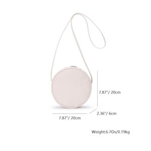 YONBEN Circle Crossbody Bag for Women - Cotton Canvas Circle Purse with Zipper, Adjustable Knot Shoulder Straps