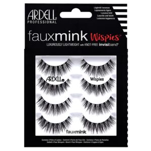 ardell false lashes faux mink wispies multipack, 1 pk x 4 pairs